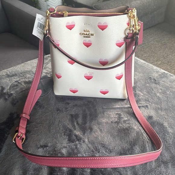 Coach | Bags | Coach White And Pink Heart Molly Crossbody Bag | Poshmark
